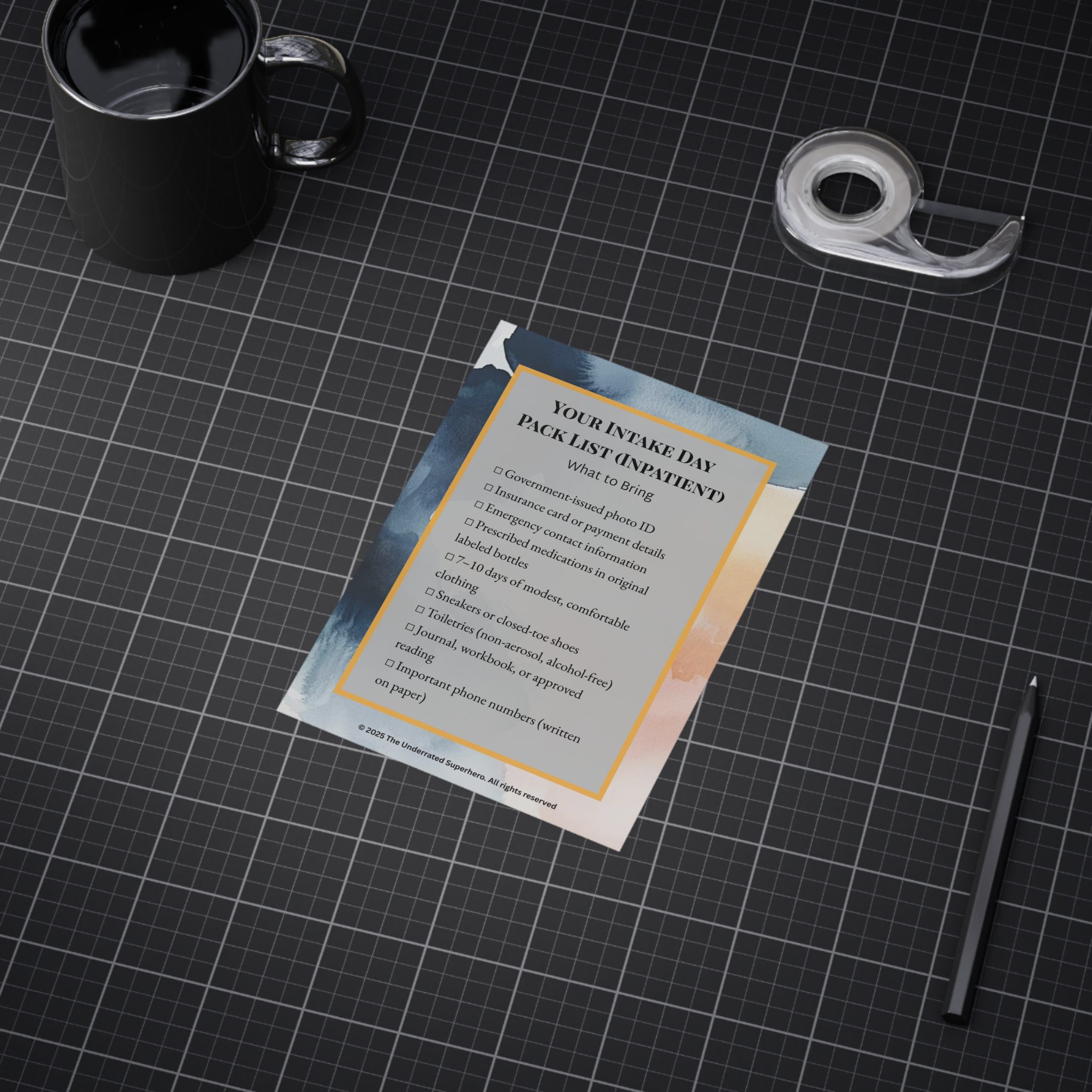 Checklist Intake Day Pack List (Inpatient) - The Underrated Superhero